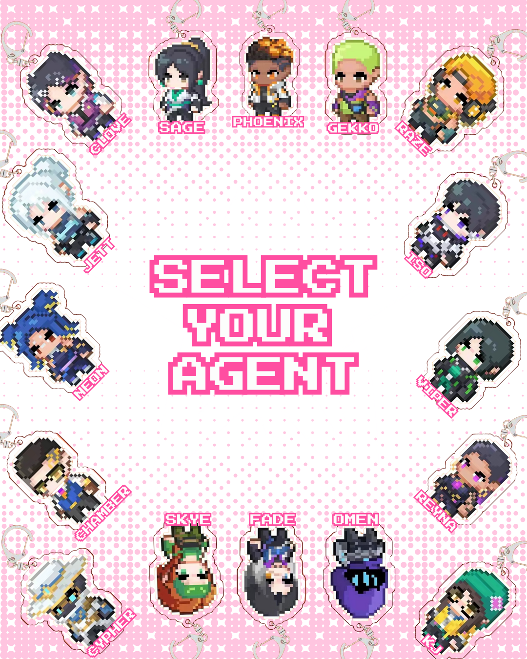 Valorant Agent pixel agent keychain – Valcollections